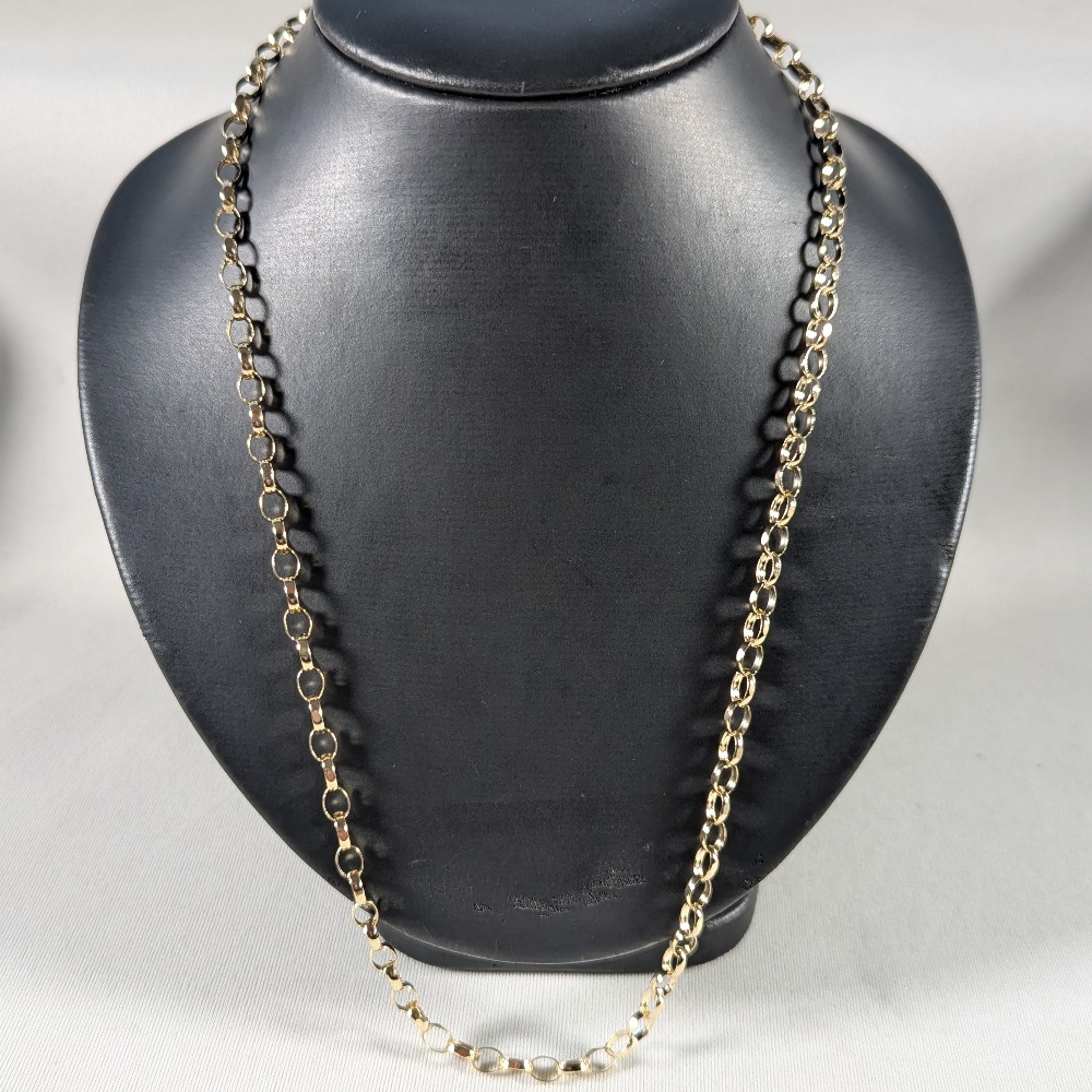 Used 9ct Gold Diamond Cut Oval Link Chain 20" - Own4Less